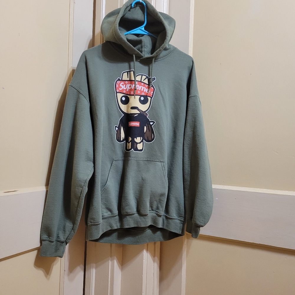 Gildan Smokin' Baby Groot Supreme Green Hoodie Men's L - Gem